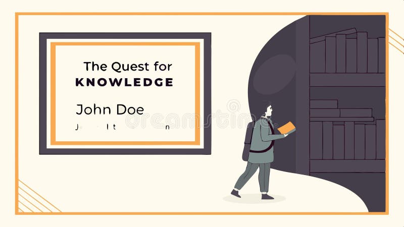 the Quest for Knowledge Book Cover, Education and Learning Vector ...