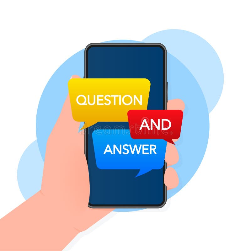 Question and Answer Bubble Chat Icon on Screen of Smartphone. Vector ...
