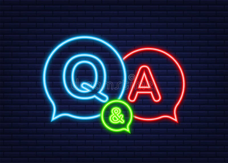 Question and Answer Bubble Chat. Neon Icon. Vector Stock Illustration ...
