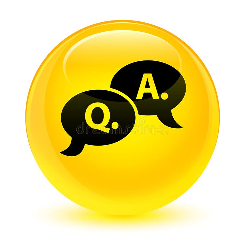Question Answer Bubble Icon Glassy Yellow Round Button Stock ...