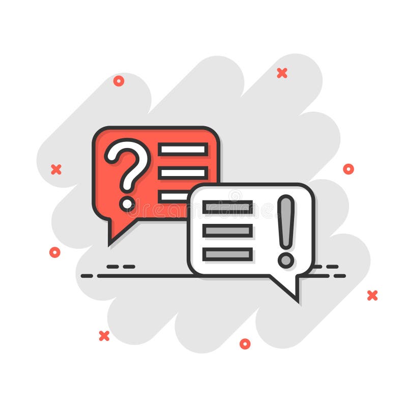 Question and Answer Icon in Comic Style. Dialog Speech Bubble Cartoon ...