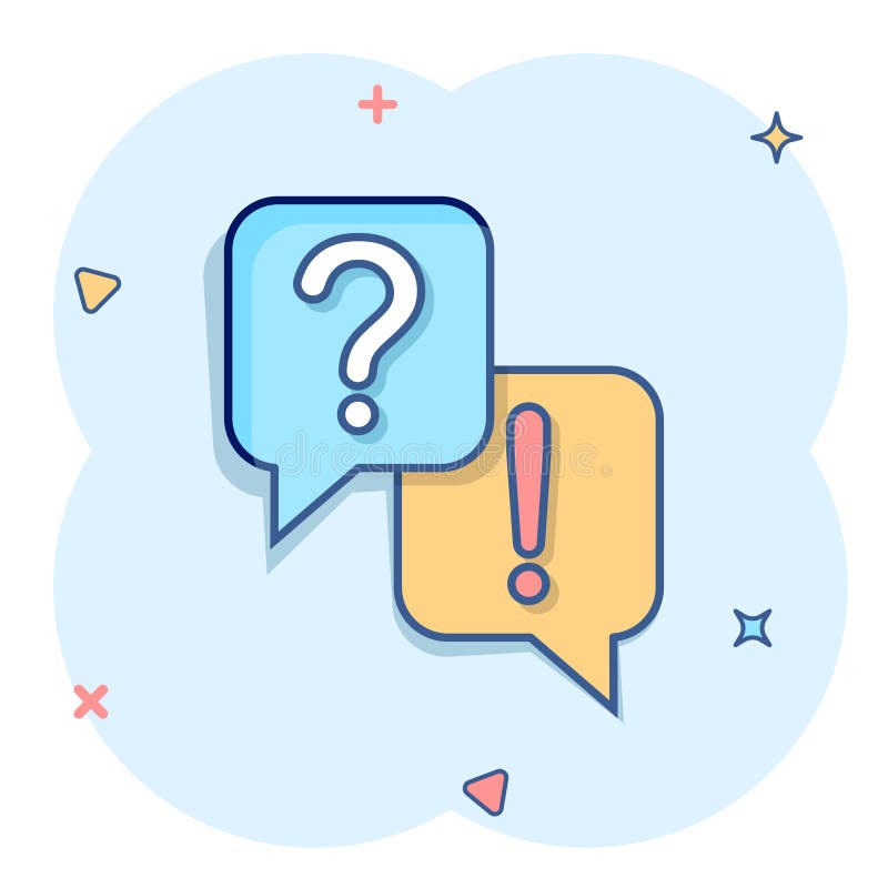 Question and Answer Icon in Comic Style. Dialog Speech Bubble Cartoon ...