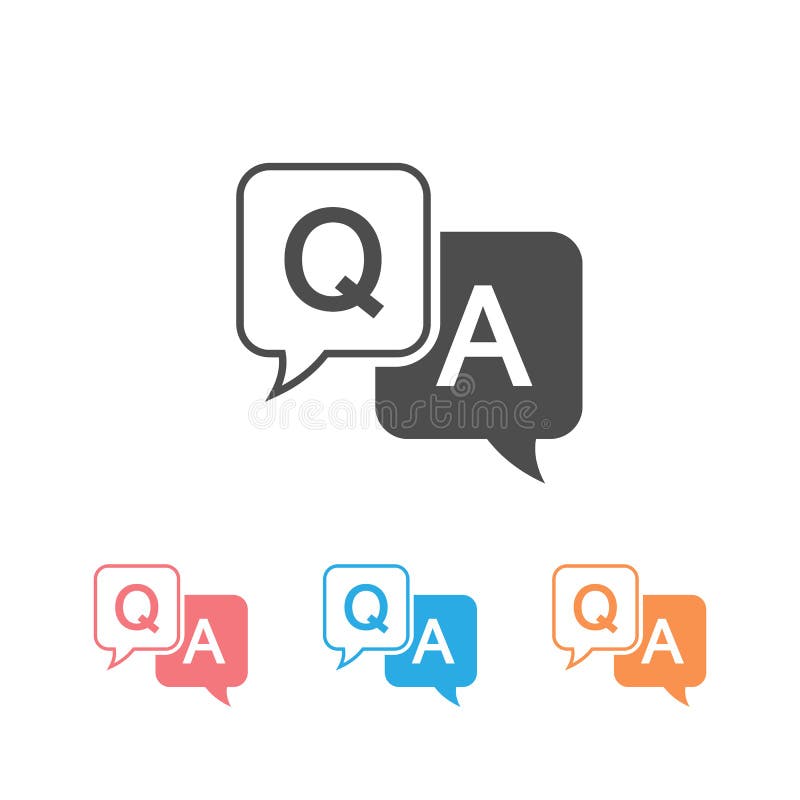 Question and Answer Icon Set in Flat Style. Discussion Speech Bubble ...