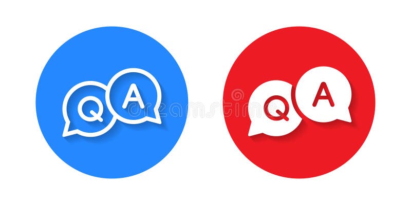 Question and Answer Icon Vector on Circle Background. FAQ Symbol Stock ...