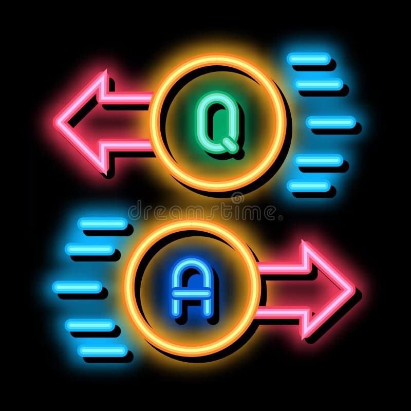Question Answer Neon Glow Icon Illustration Stock Vector - Illustration ...