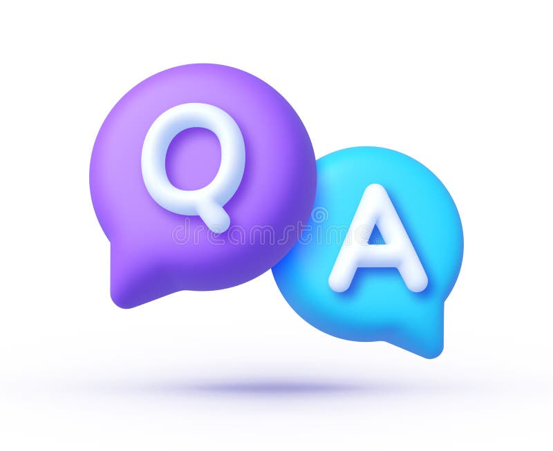 Question and Answer Speech Bubble 3d Vector Illustration. Purple and ...