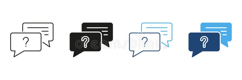 Question and Answer Speech Bubbles Icon Set. Communication, Inquiry ...