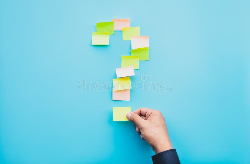 Question and Answer or Thinking Ideas Concepts with Male Hand Holding ...