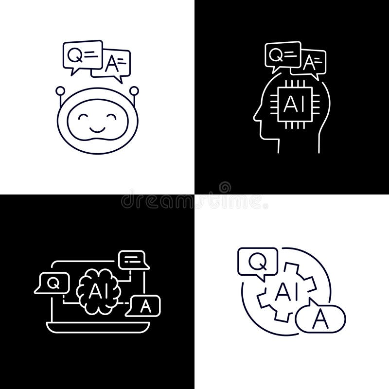 Question Answering with Ai Icons. Vector Icons. Q&a with AI Icons ...