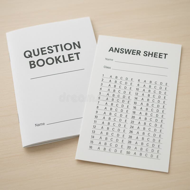 Question Booklet and Answer Sheet Mockup Stock Photo Stock Illustration - Illustration of ...