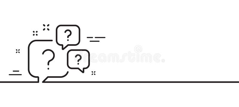 Question Bubbles Line Icon. Ask Help Sign. Minimal Line Pattern Banner ...