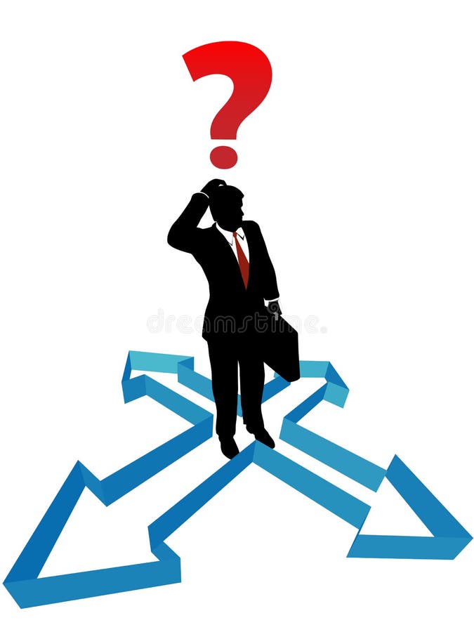 Question Businessman Indecision Direction Arrows Stock Vector ...