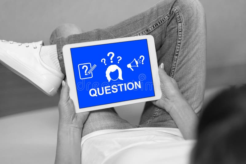 Question Concept on a Tablet Stock Image - Image of mark, symbol: 215907245