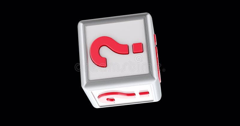 Question Cube Turning Animation. 3D Rendering Isolated on Transparent ...