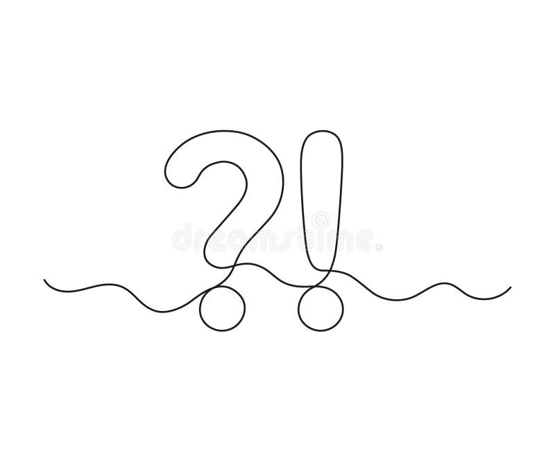 Question Exclamation Mark, One Line Continuous Drawing. Simple ...