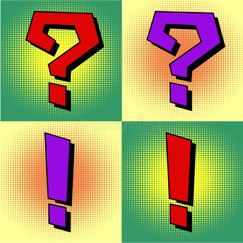 Question and Exclamation Mark in Pop Art Style Stock Vector ...
