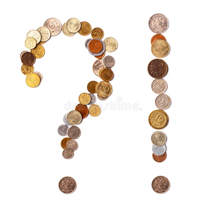 Question and Exclamation Marks from Coins Stock Photo - Image of rate ...