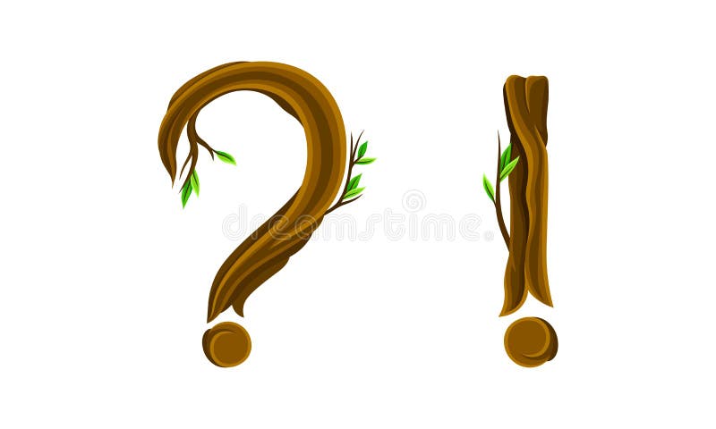 Question and Exclamation Marks Made of Branches and Leaves. Eco ...