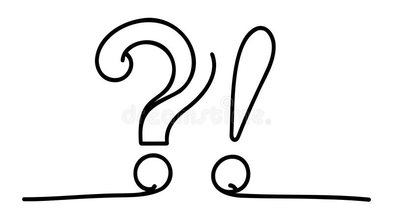 Question and Exclamation Marks One Line Art, Hand Drawn Asking and ...