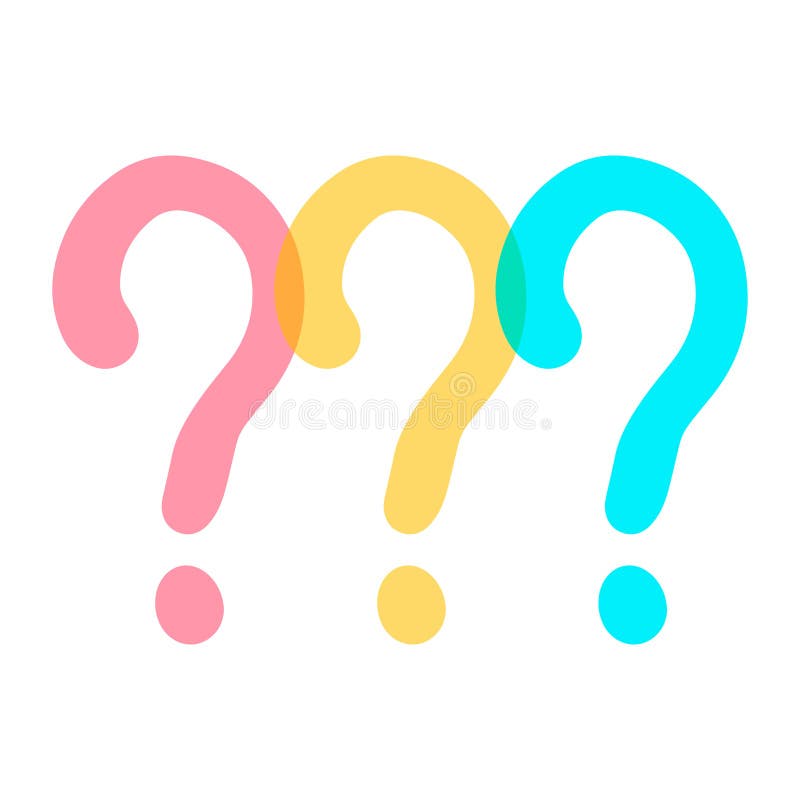 Question Hand Drawn Illustration in Red Orange and Blue Stock Vector ...