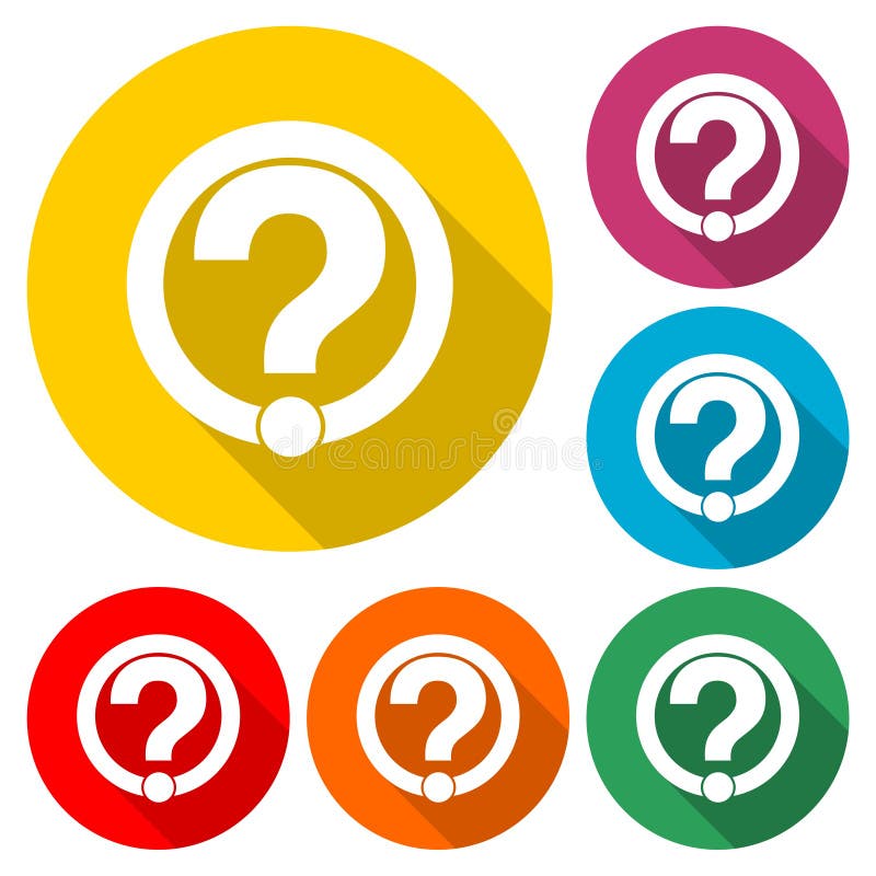 Question Icon or Logo, Color Set with Long Shadow Stock Vector ...