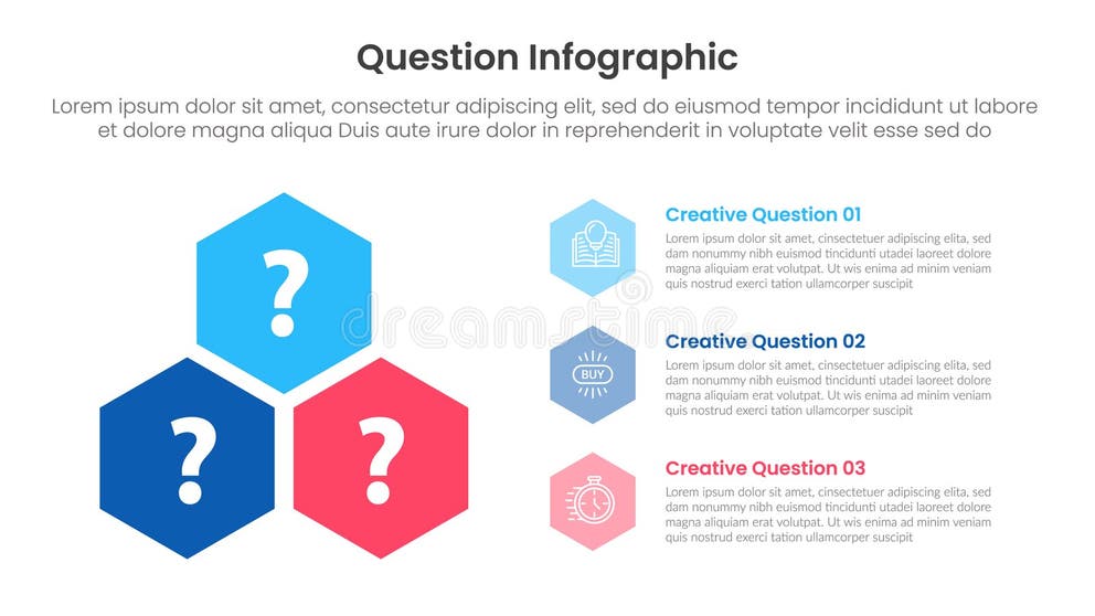 Question Infographic Template Banner with Hexagon Structure with Point ...