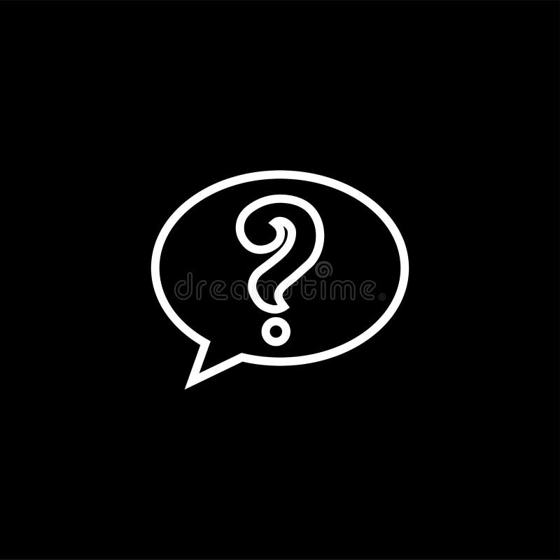 Question Line Icon on Black Background. Black Flat Style Vector ...