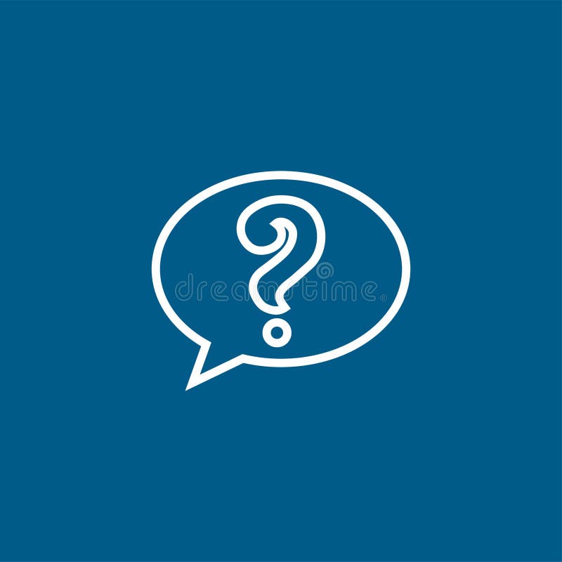 Question Line Icon on Blue Background. Blue Flat Style Vector ...