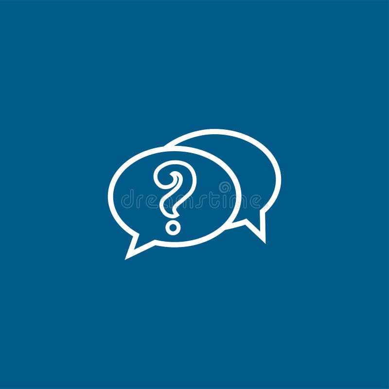 Question Line Icon on Blue Background. Blue Flat Style Vector ...