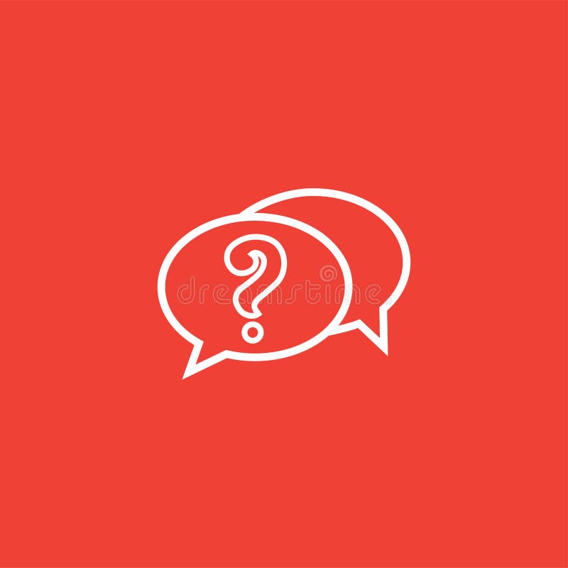 Question Line Icon on Red Background. Red Flat Style Vector ...