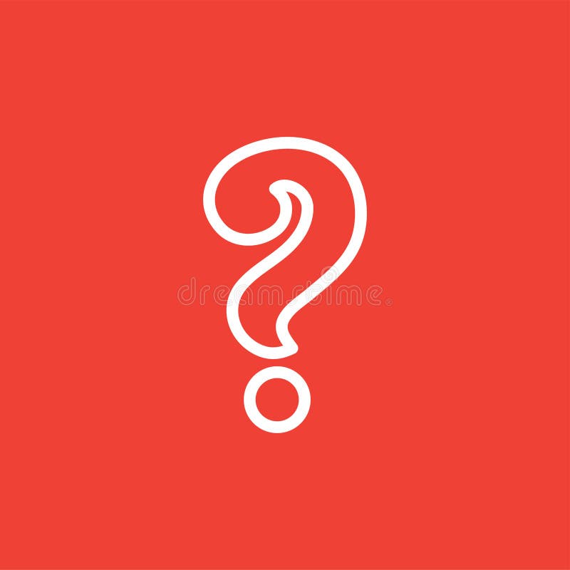 Question Line Icon on Red Background. Red Flat Style Vector ...