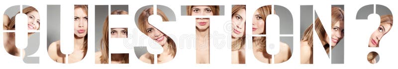 Question Made of Female Portraits Stock Image - Image of happy, female ...