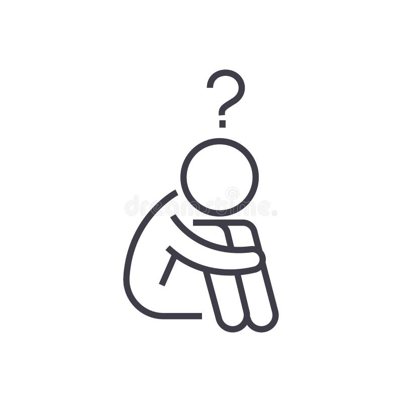 Question Man,doubts Vector Line Icon, Linear Concept, Outline Sign ...
