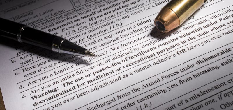 Marijuana Question on a Gun Purchase Background Check Stock Image ...