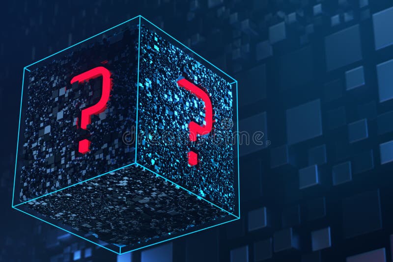 Question Mark on an Abstract Hi-tech Cube. the Concept of Solving the ...