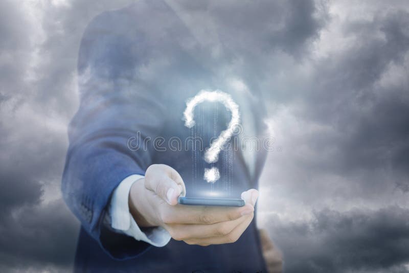 Question Mark Appears from the Phone. Stock Image - Image of mark ...