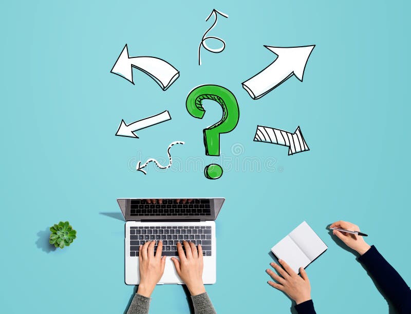 Question Mark with Arrows with People Working Together Stock ...