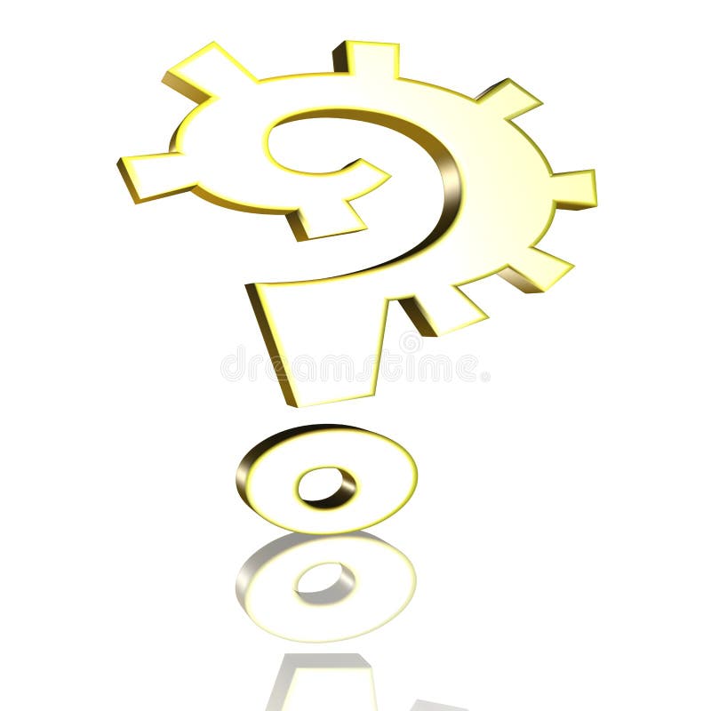 Question Mark As a Symbol in Yellow, Gold on a White Background As a 3D ...