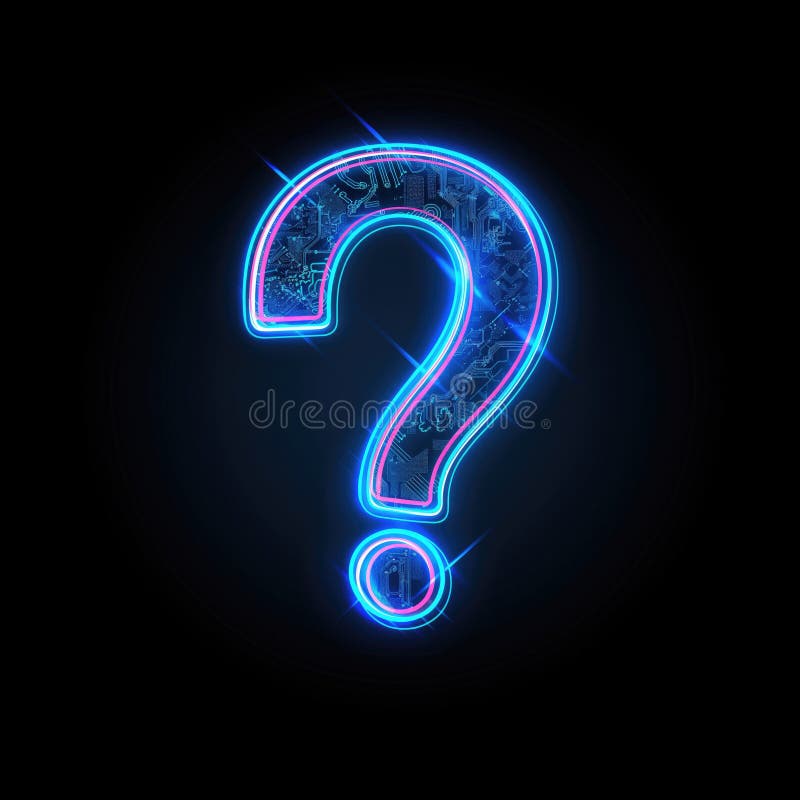 Question Mark in Neon Sign on Black Background. 3d Illustration Stock ...