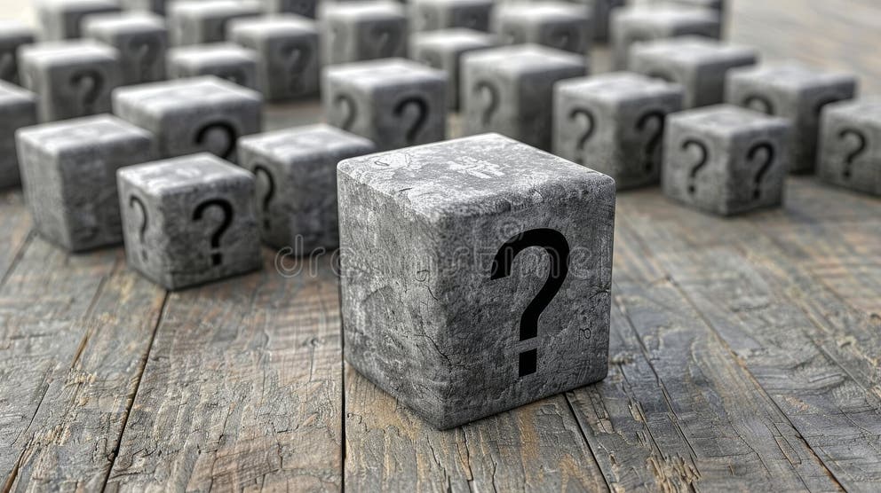 Question Mark Blocks an Abstract Background with Many Small and One ...