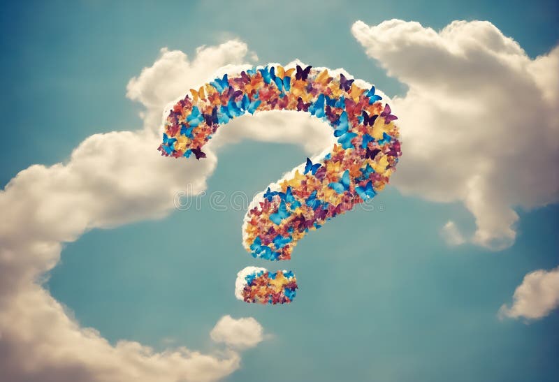Question Mark on Blue Sky with Butterflies Stock Illustration ...