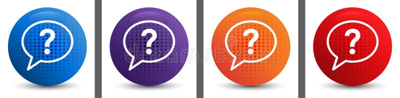 Question Mark Bubble Icon Abstract Halftone Round Button Set Stock ...