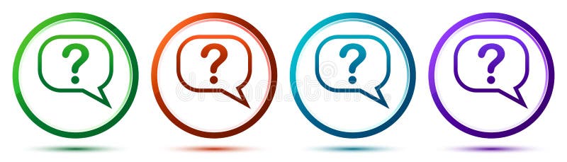 Question Mark Bubble Icon Artistic Frame Round Button Set Illustration ...