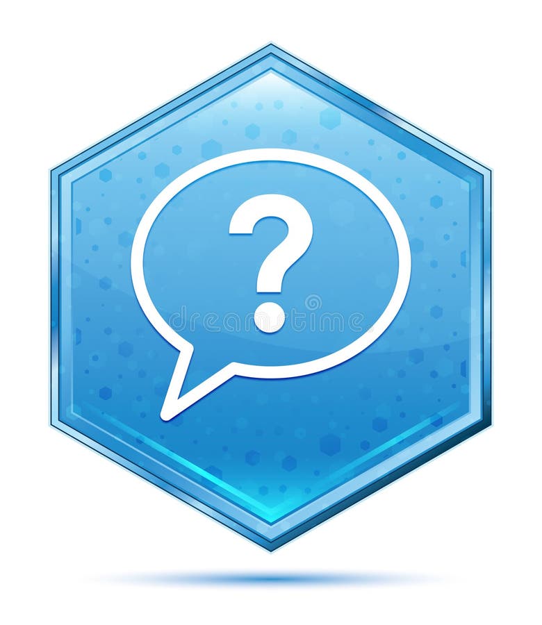 Question Mark Bubble Icon Crystal Blue Hexagon Button Stock ...