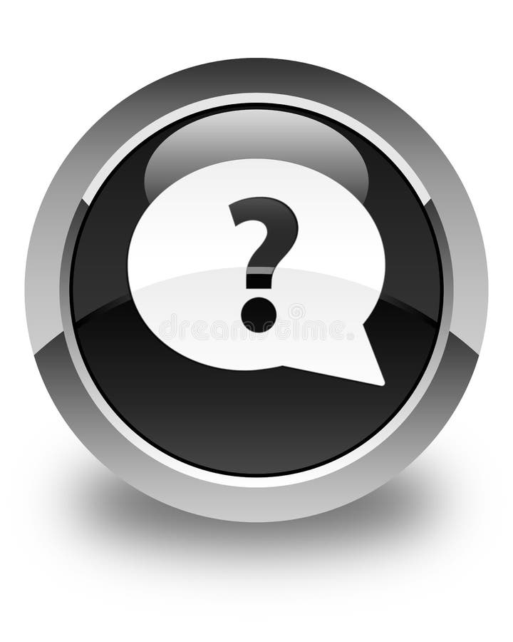 Question Mark Bubble Icon Glossy Black Round Button Stock Illustration ...