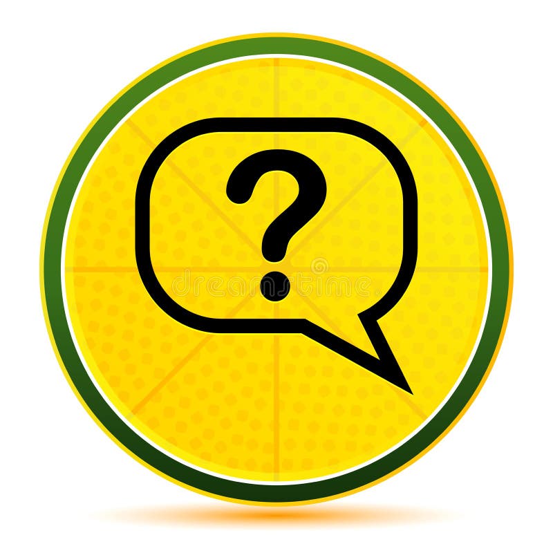 Question Mark Bubble Icon Lemon Lime Yellow Round Button Illustration ...