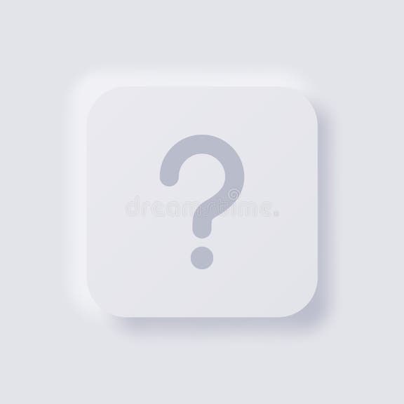 Question Mark Button Icon, White Neumorphism Soft UI Design for Web ...