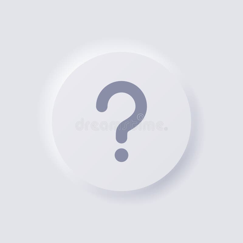 Question Mark Button Icon, White Neumorphism Soft UI Design. Stock ...