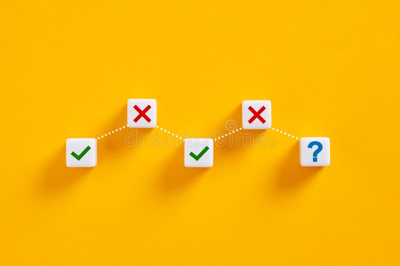 Question Mark and Check and Cross Marks Forming Chart on Yellow ...