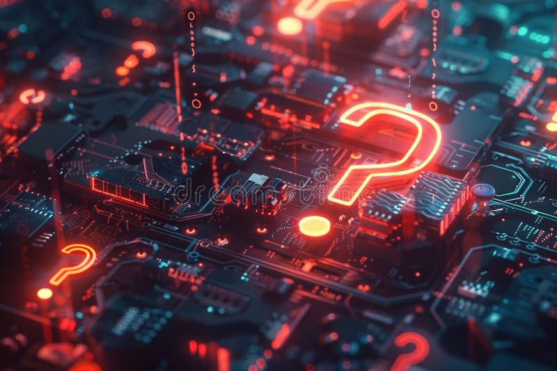 Question Mark on Circuit Board Stock Illustration - Illustration of ...